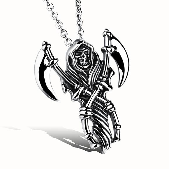 Other | Death Grim Reaper Pendant With Chain Stainless Steel Scythe ...